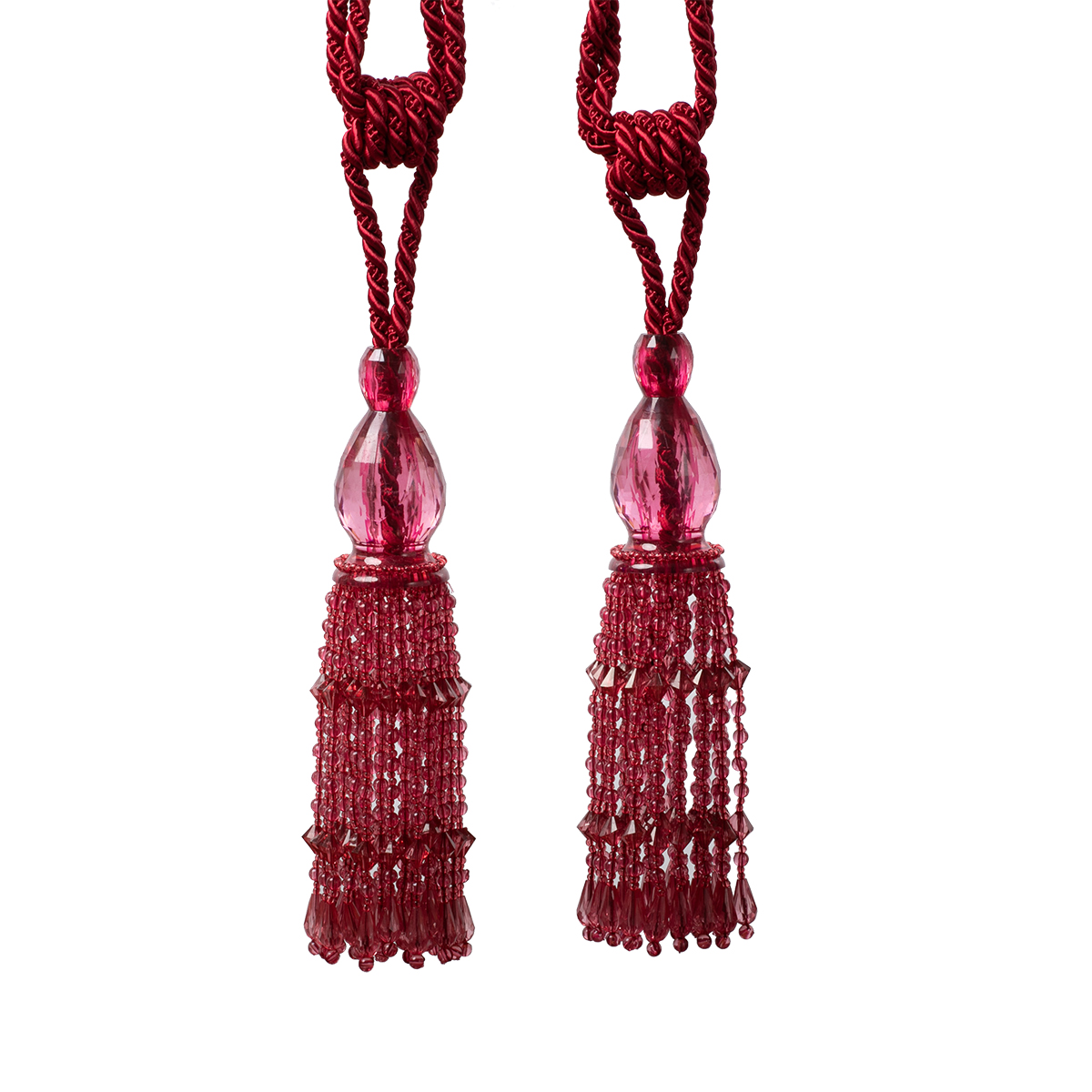 Burgundy Beads set of 2 Silk Tie Backs – Angads