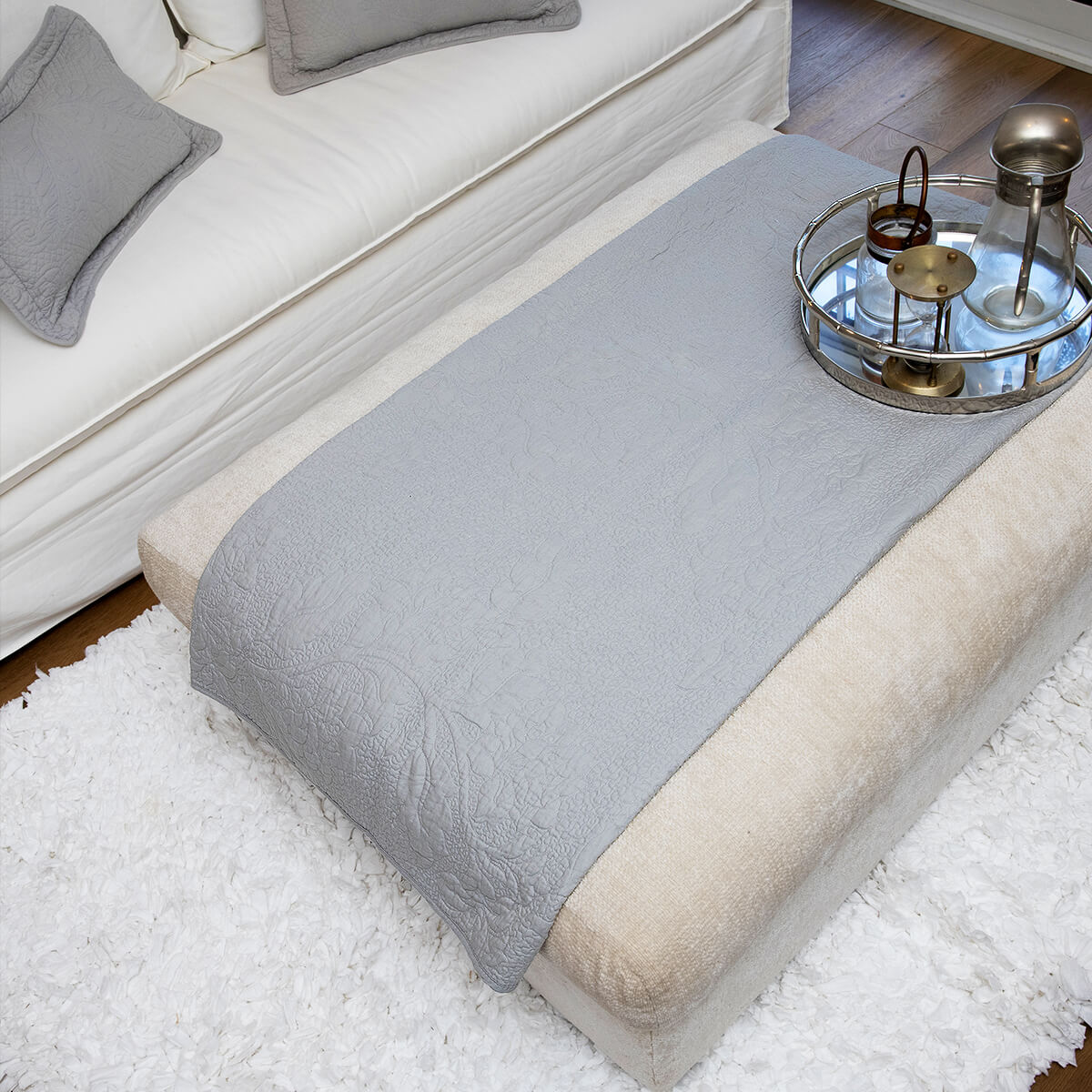 Grey Damask Throw – Angads